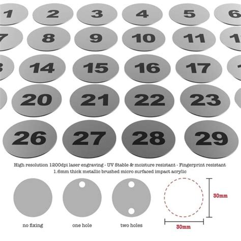 1 300 Laser Engraved Number Discs Silver 30mm Table Pub Club Tags