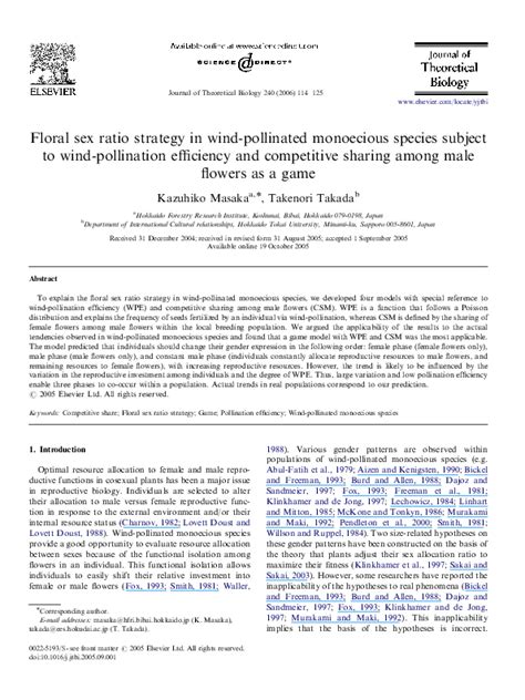 Pdf Floral Sex Ratio Strategy In Wind Pollinated Monoecious Species