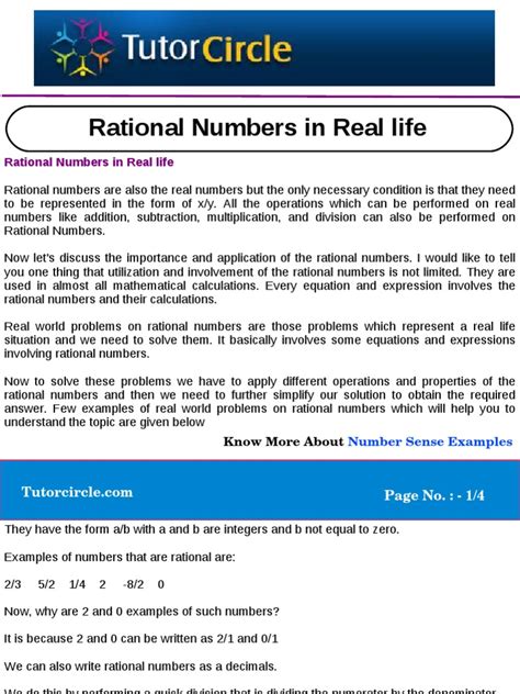 Rational Numbers In Real Life Numbers Rational Number