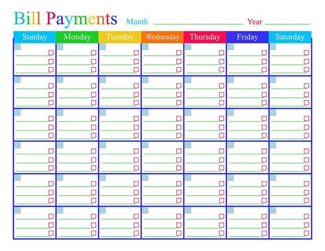 Printable Bill Pay Calendar Plan Your Year Easily