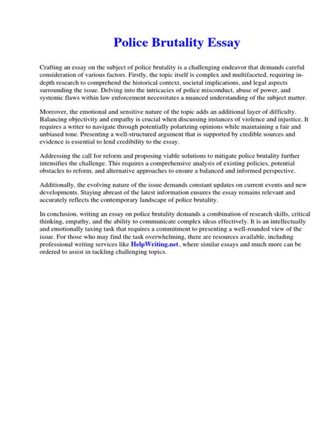 Police Brutality Essay Pdf Hypertension Essays