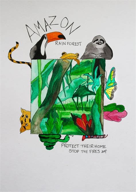 Save The Amazon Rainforest Watercolor Poster Environmentalist Art
