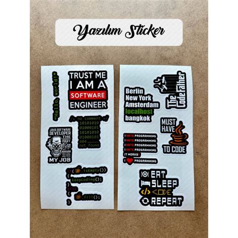 Yazılımcı Etiket Seti Teknoloji And Kodlama Temalı Stickerlar