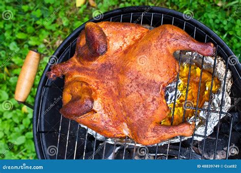 Whole Chicken On The Bbq Stock Image Image Of Delicious 48839749