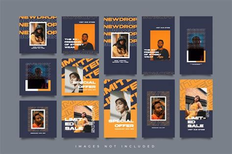 소셜 미디어 게시물 및 스토리 템플릿 모음 프리미엄 벡터