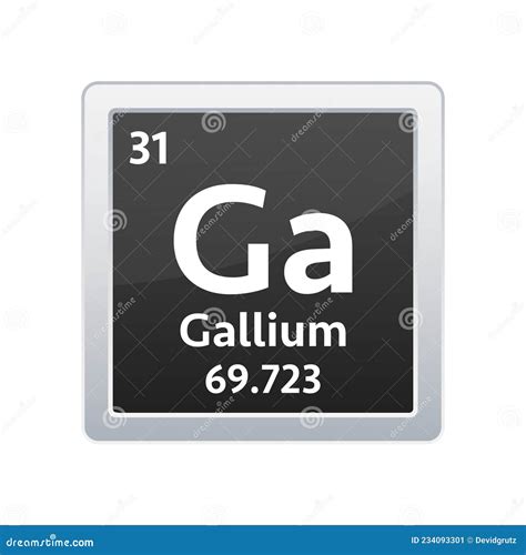 Gallium Symbol Chemical Element Of The Periodic Table Vector Stock Illustration Stock Vector