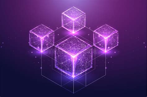 Futuristic Metaverse And Blockchain Technology Network Concept With Connected Digital Cubes