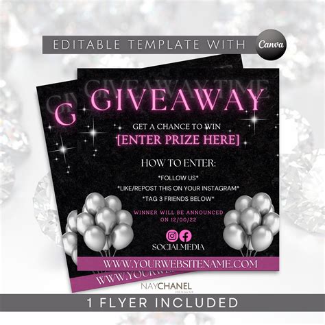 Diy Giveaway Flyer Instagram Giveaway Editable Beauty Flyer Social Media Flyer Template Hair