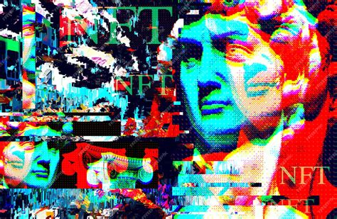 글리치 효과가 있는 골동품 조각의 3d 초상화 사이버펑크 스타일 인공 지능의 개념적 질병 가상 현실 딥 러닝 및 의심 시스템