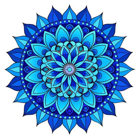 Blue And White Ornamental Mandala Pattern With Four Detailed Sections