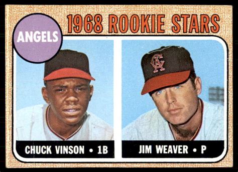 1968 Topps Chuck Vinson Jim Weaver California Angels 328 Rookie Rc Ex