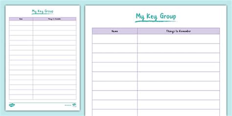 Key Worker Group List Template Elc Hecho Por Educadores