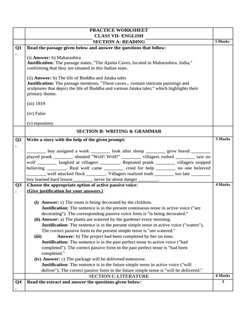 Grade 7 Answer Key Practice Assignemnt Jan Pdf Grammar