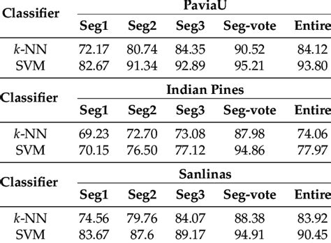 Classification Accuracyon Three Datasets With Different Segments