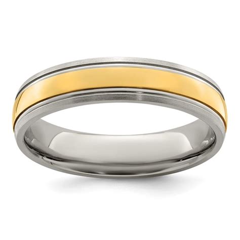 Edward Mirell 5mm Titanium With 14kt Gold Inlay Wedding Band Emr199
