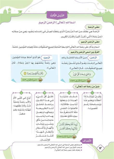 أسماء الله تعالى الرحمن الرحيم التربية الدينية الإسلامية 1 سادس