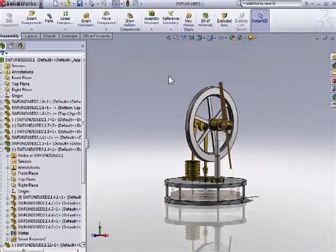 Solidworks Layout And Workspace With A Stirling Engine Modeling