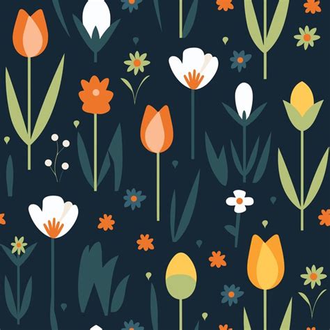 Premium Vector Seamless Colorful Tulip Pattern Premium Vector Seamless Colorful Tulip Pattern