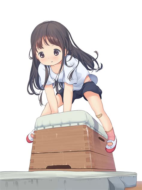 Safebooru 1girl Anyannko Arm Support Bandaid Bandaid On Knee Bangs