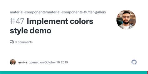 Implement Colors Style Demo Issue Material Components Material Components Flutter