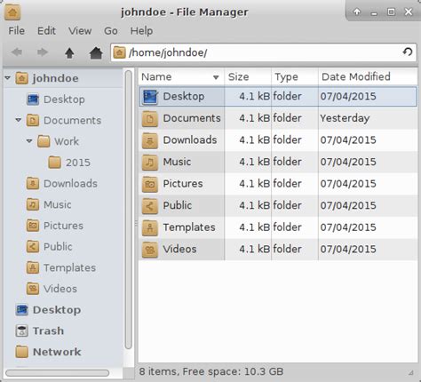 Xfcethunar412the File Manager Window Xfce Docs