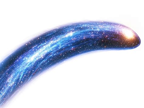 Blue Comet With Glowing Particles Trailing Behind Isolated On White Background Premium Ai