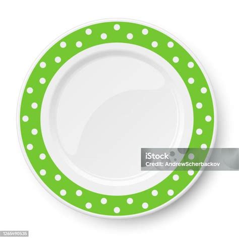 흰색 배경에 격리 된 흰색 물방울 무늬녹색 벡터 플레이트 감귤에 대한 스톡 벡터 아트 및 기타 이미지 감귤 그릇 그림자 Istock