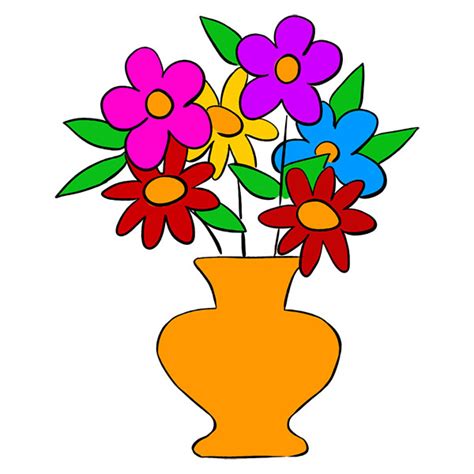 How To Draw Flowers In A Vase