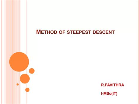 Steepest Descent Method In Sc Pptx