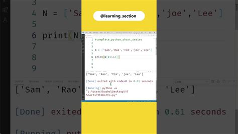 Skipping Elements In List Python Learning Section Youtube