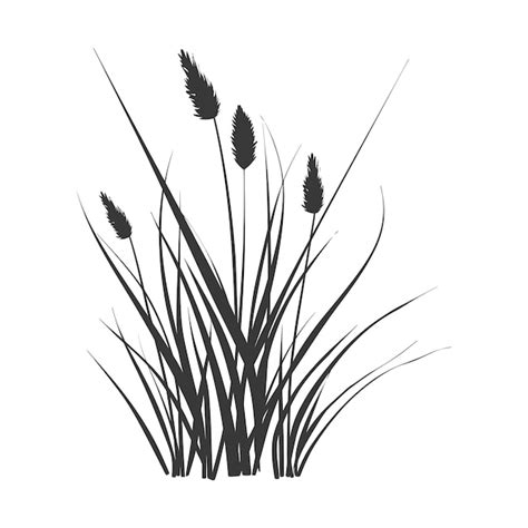 미니멀리스트 라인 아트 아이콘 블랙 워터 리드 플랜트 테일 잎 로고 기호 프리미엄 Ai 생성 벡터