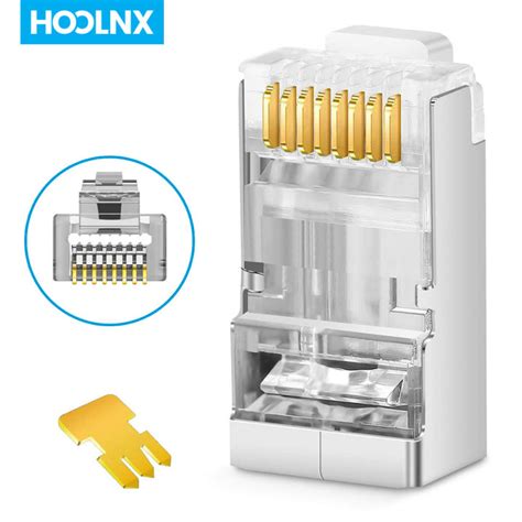 Hoolnx Stp Rj45 Connector Cat6a Cat6 Rj45 Pass Through Modular Plugs Shielded Stp Internal