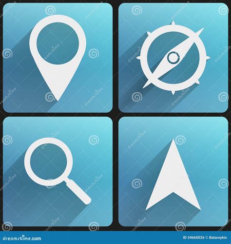 Flat Icon Set Map Marker For Web And Application Stock Vector Illustration Of Pushpin