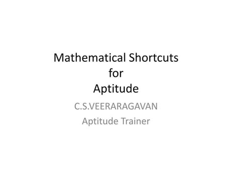 Mathematical Shortcuts Download Enabled Ppsx