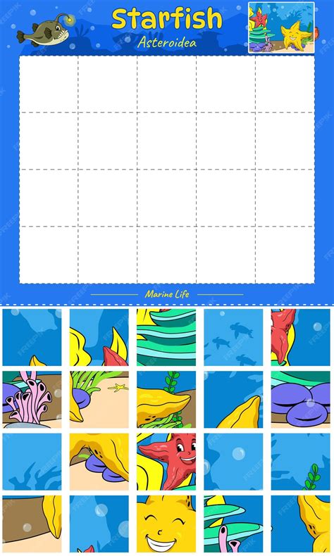 Cut And Play Starfish Square Ready To Print Premium Vector