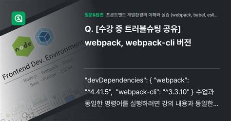 [수강 중 트러블슈팅 공유] webpack webpack cli 인프런 커뮤니티 질문and답변