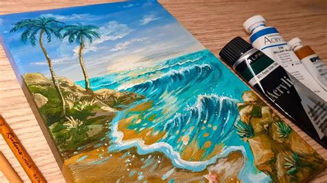 해변을 쉽게 그리는 방법 초보자를 위한 아크릴화 Youtube