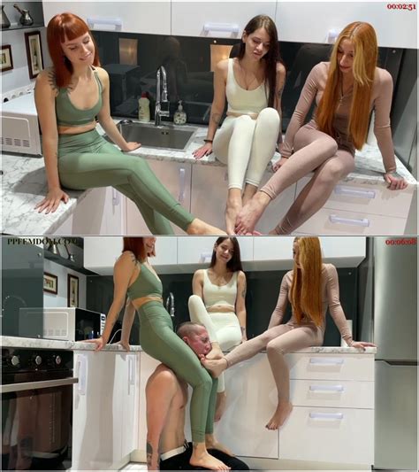 Bf00xgroup Foot Worship Femdom One Slave Serves The Bare Feet Of Three Mistresses Scr Ii Cadr
