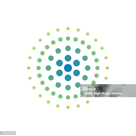 원 점 픽셀 로고 템플릿 일러스트 디자인입니다 벡터 Eps 10 원형에 대한 스톡 벡터 아트 및 기타 이미지 원형 점박이