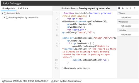 Script Debugger Interface Servicenow Application Development Book