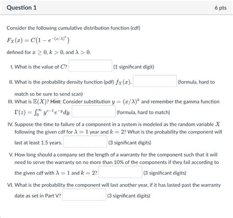 Solved Consider The Following Cumulative Distribution Chegg Com