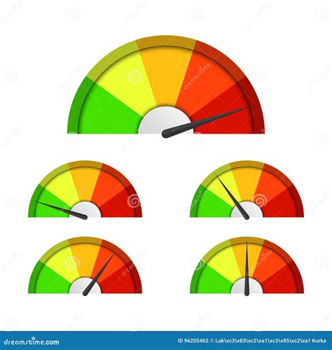 Set Of Simple Tachometers With Indicators Stock Vector Illustration