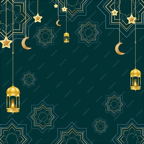 라마단 카림의 이슬람 배경 디자인 프리미엄 벡터