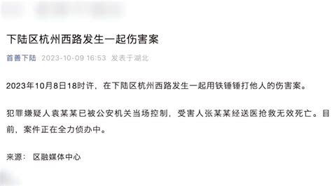 湖北黄石发生当街锤人致死案件，嫌疑人被警方当场控制手机新浪网