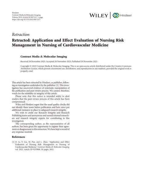 Pdf Retracted Application And Effect Evaluation Of Nursing Risk Management In Nursing Of