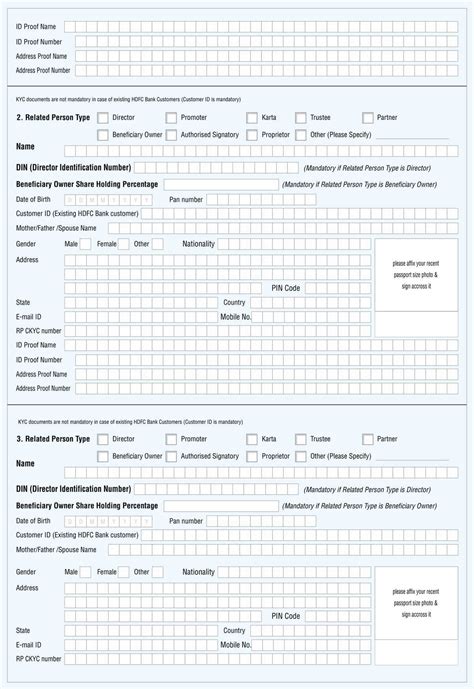 HDFC Bank Customer Updation Form For RE KYC Non Individuals Download In PDF