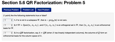 Solved Section 5 6 Qr Factorization Problem 5 Previous