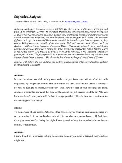 Sophocles Antigone Pdf Oedipus Sophocles