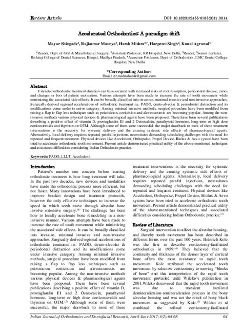 Pdf Accelerated Orthodontics A Paradigm Shift