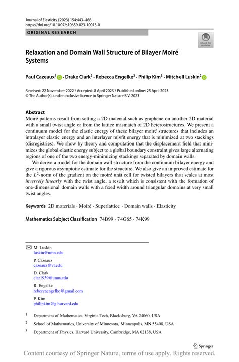 Relaxation And Domain Wall Structure Of Bilayer Moiré Systems